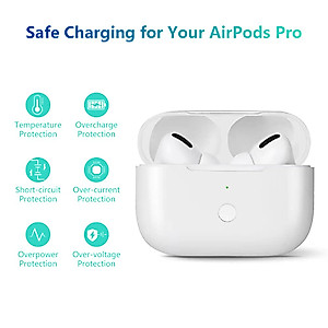 Wireless Charging Case for Airpod Pro, with 660 mAh Battery Capacity Charger Case Replacement with Pairing Sync Button (White)