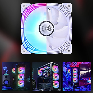 DS Addressable RGB 120MM LED Fans with Controller for White PC Case, White CPU Cooler, White Radiators System (RGB Fans 6 Pack, G Series)