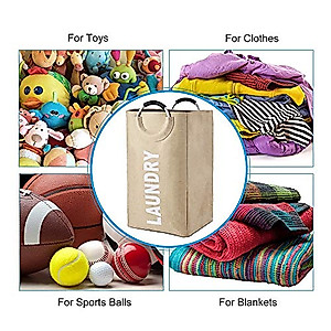 FROPACKZO 45L Collapsible Storage Laundry Hamper Folding Laundry Baskets laundry bag, With Metal handle, Bedroom Storage Toys Clothing Organization (Color : Beige)