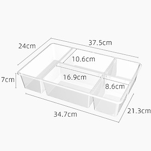 Chemlliy Clear Large Solutions Box with Cover, Art & Craft Organizer with 5 Dividers, Plastic Storage Case for Convenient and Versatile Storage, Ideal for Various Craft Supplies, 1 Pack