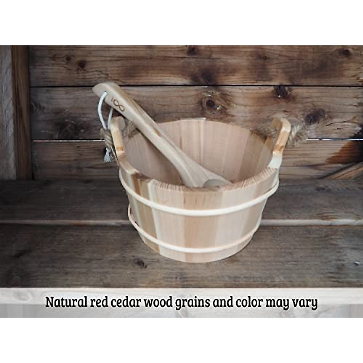 HSE Cedar Sauna Bucket & Ladle (4L, Red Cedar)
