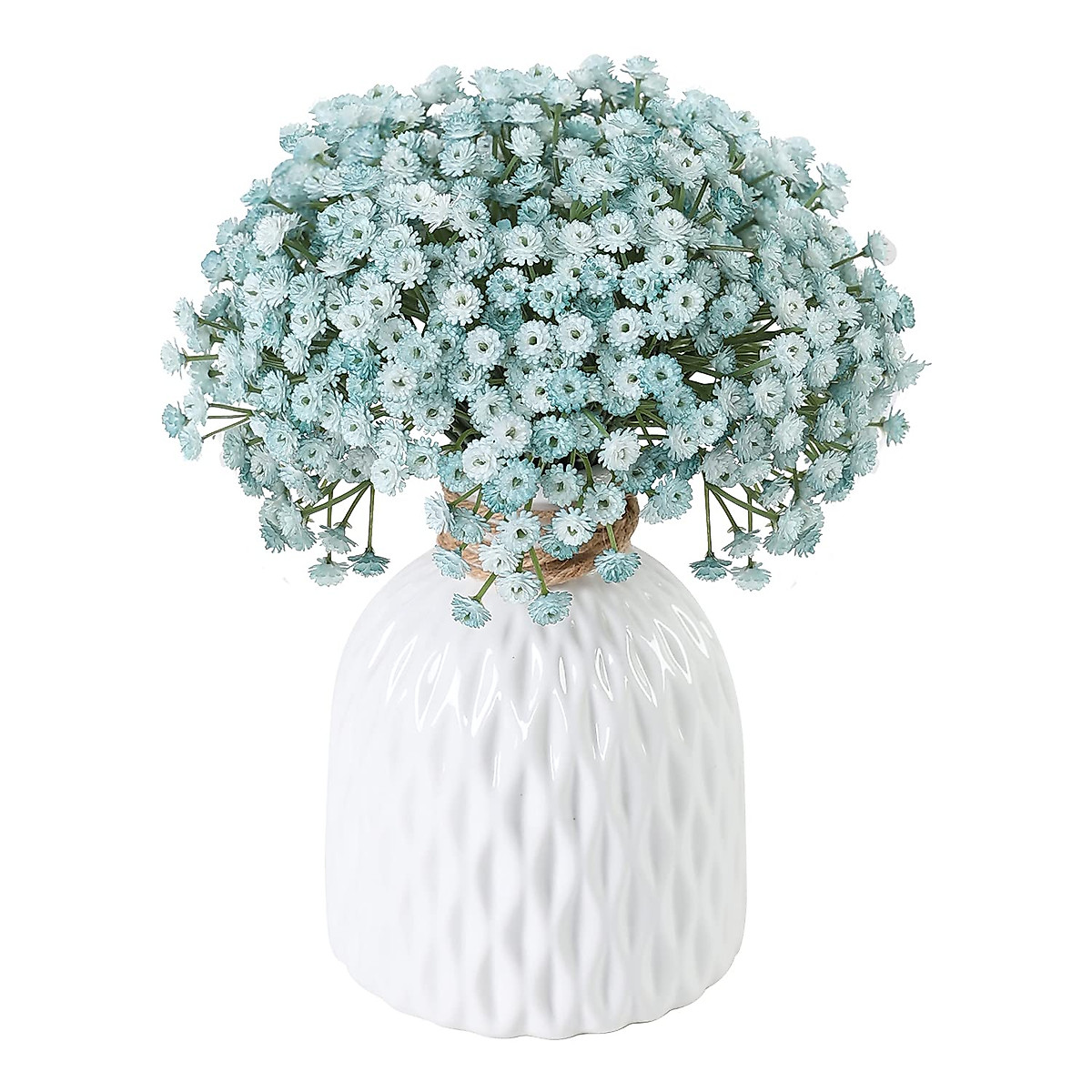 JUSTOYOU 10 Pcs Artificial Babys Breath Flowers, Blue Artificial Flower, Fake Gypsophila Real Touch Flowers for Wedding Party Home Garden Decoration （Blue, Not include vase）
