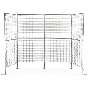 Displays2go Art Display Grids, Floor Standing, Double Sided, Metal Mesh Iron Construction – Silver Finish (AD4PNL)