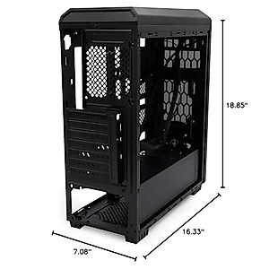 YEYIAN Blade 2101 Gaming PC Case, Acrylic Mid Tower ATX/Micro ATX, LED Fans, SPCC Chassis, Metal Mesh Air Flow, 3 USB/Audio Ports, 16.33"x7.08"x18.85", ROHS CE Certified, Black