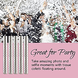 Battife 10Pack White Confetti Wands, Confetti Shoot Poppers, Tissue Paper Confetti Sticks for Wedding Party Celebrations, Anniversary, Birthday, 7.8inch