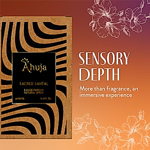 AHUJA Sacred Santal Eau de Parfum 3.4 fl oz -Unisex Perfume,Sandalwood,Violet Leaves and Cardamom,Earthy Woody Scent w/Spicy Notes,Best Alternative for Santal 33