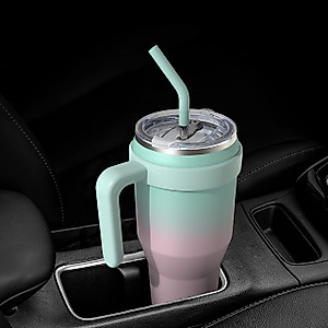 Zenbo 40 oz Tumbler with Handle–Stainless Steel Vacuum Insulated Mug Cup with Handle,Lid and Straw,Keeps Drinks Cold up to 34 Hours – Sweat-Proof Body, Dishwasher Safe