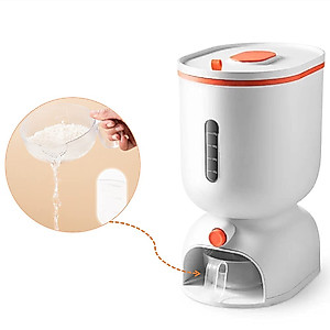 Sweetdecor Rice Storage Container Automatic Rice Dispenser Bucket Compact Sealed Grain Container Measurable Rice Cylinder Household Airtight Food Container for Kitchen with Measuring Cup Gray, 5kg