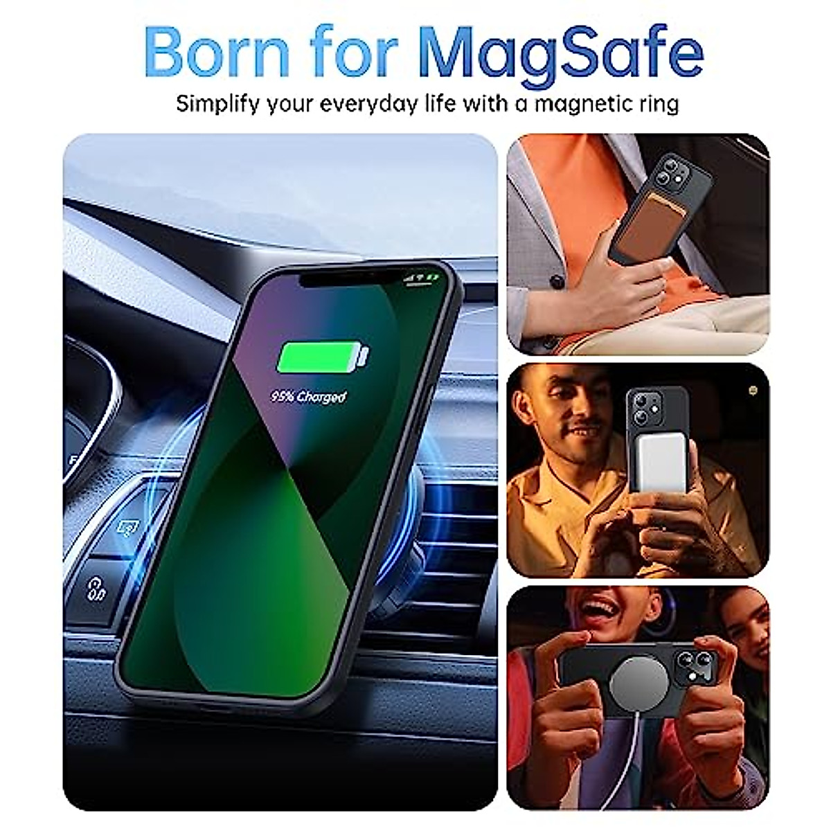 Olialia Strong Magnetic Case for iPhone 11, [Compatible with MagSafe] [Military Drop Protection] Skin-Friendly Touch Shockproof Protective Slim Phone Cover 6.1 inch, Black