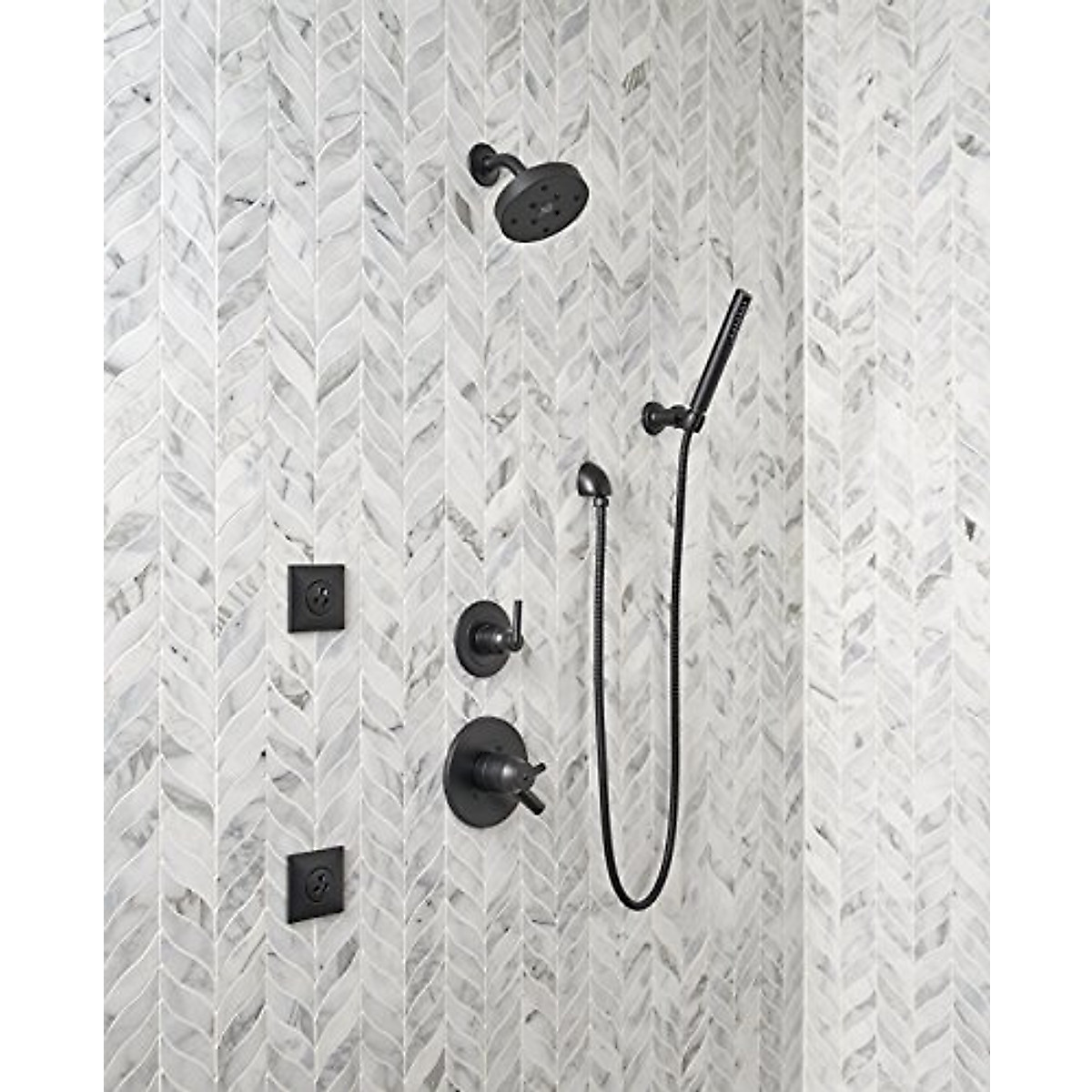 Delta Faucet Trinsic Single-Spray Touch-Clean Wall-Mount Hand Held Shower with Hose, Matte Black 55085-BL ‎6.91 x 2.22 x 17.13 inches