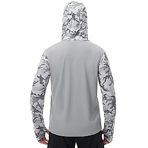 FISHEAL Mens SPF 50+ Fishing Hoodie Shirts - Long Sleeve Sun Protection Sweatshirts with Face Mask for Outdoor Running Wortout Hiking