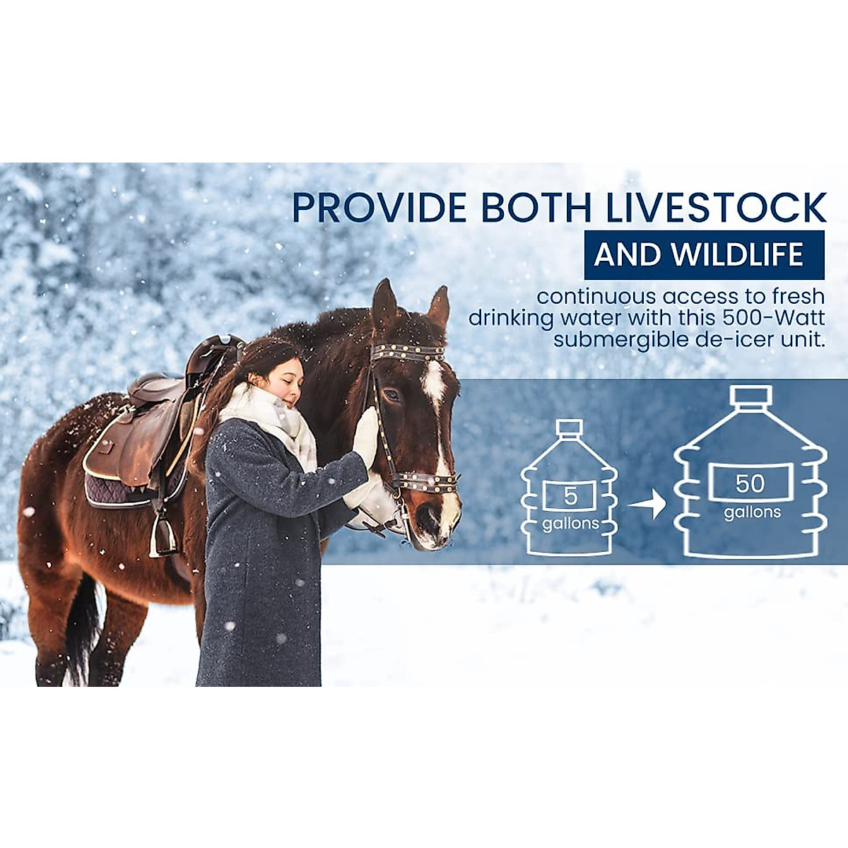 SLASHCOOL Upgraded 500-Watt De-Icer - Submergible Cast Aluminum Utility De-Icer with Black Teflon Coating Film for Better Mineral Buildup and Corrosion Resistance