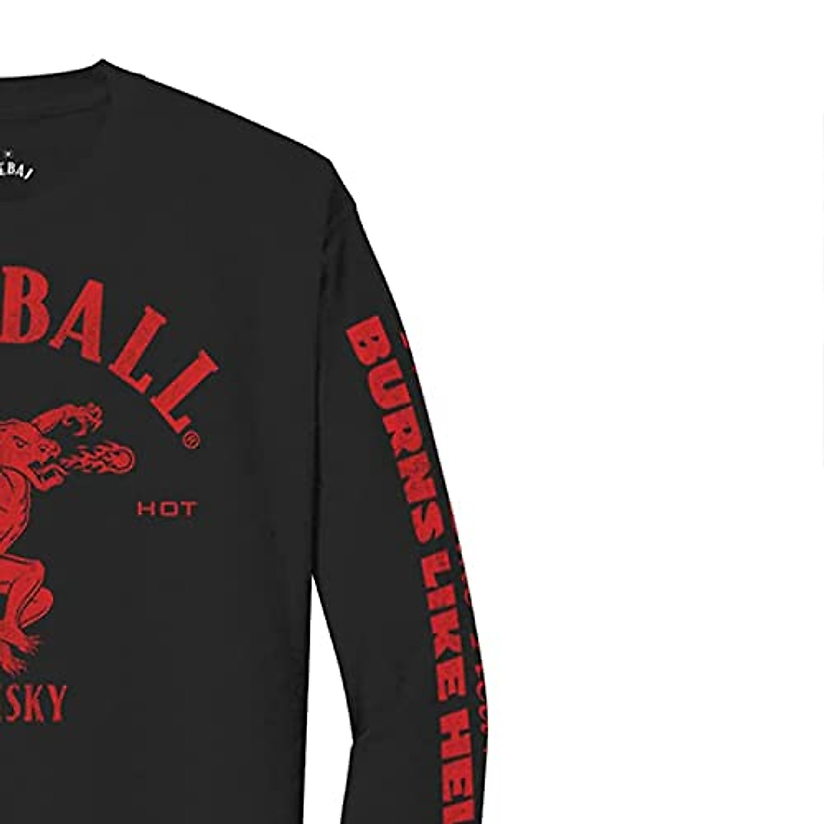 Mens Fireball Long Sleeve Tee - Cinnamon Whisky T-Shirt (Black, X-Large)