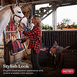 Keter Brightwood 120 Gallon Outdoor Resin Garden Patio Storage Furniture Deck Box