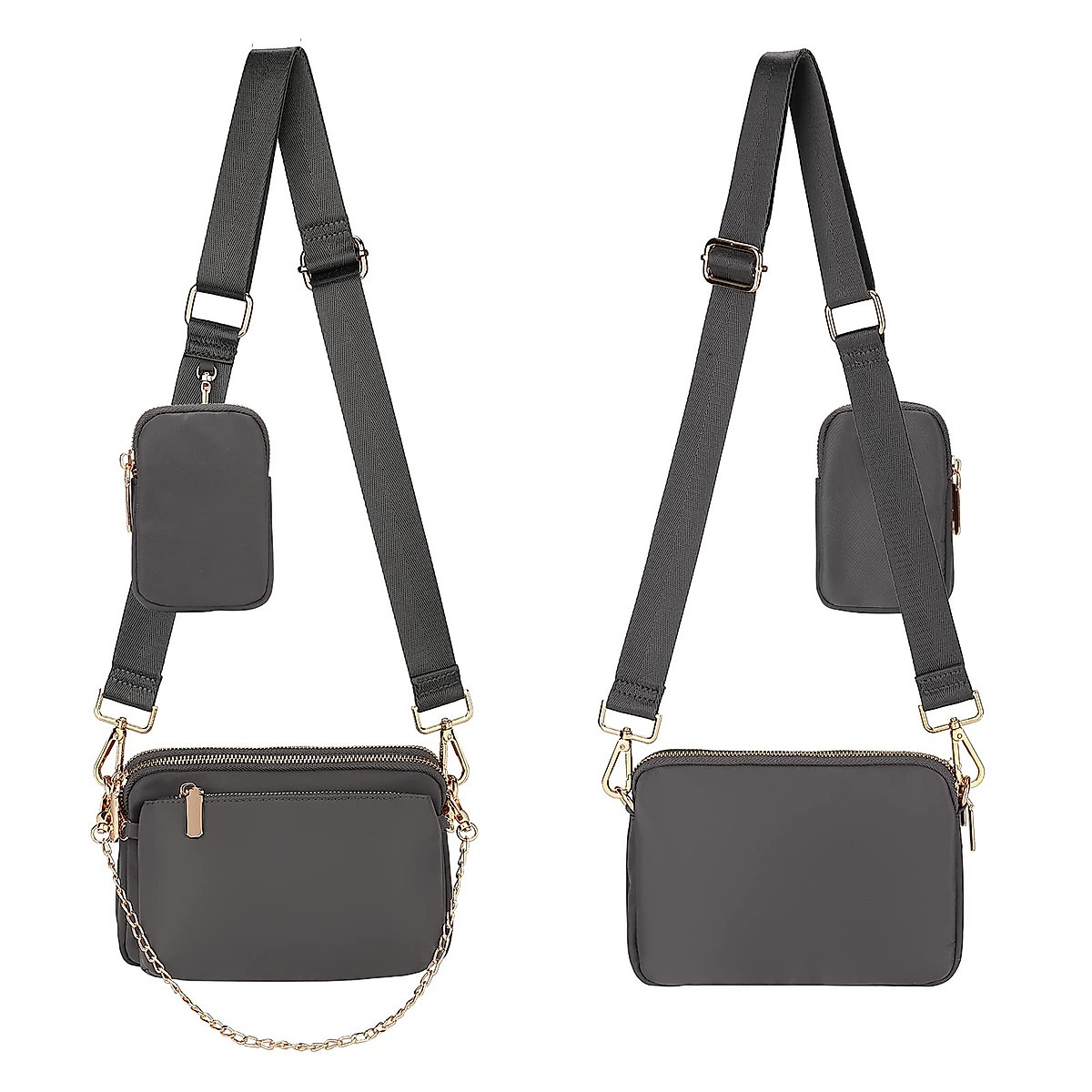 Uromee Corssbody Bags for Women Nylon Fashion Shoulder Purse Fanny Pack Travel Hiking Detachable Pouch Adjustable Strap