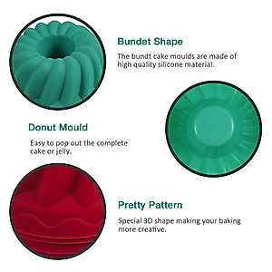 Wisehold 15 Pcs Silicone Baking Cups, 4.3 inch Reusable Pudding Shaped Silicone Cupcake Liners, Silicone Muffin Cups Suitable for Making Cake, Jello and Chocolate