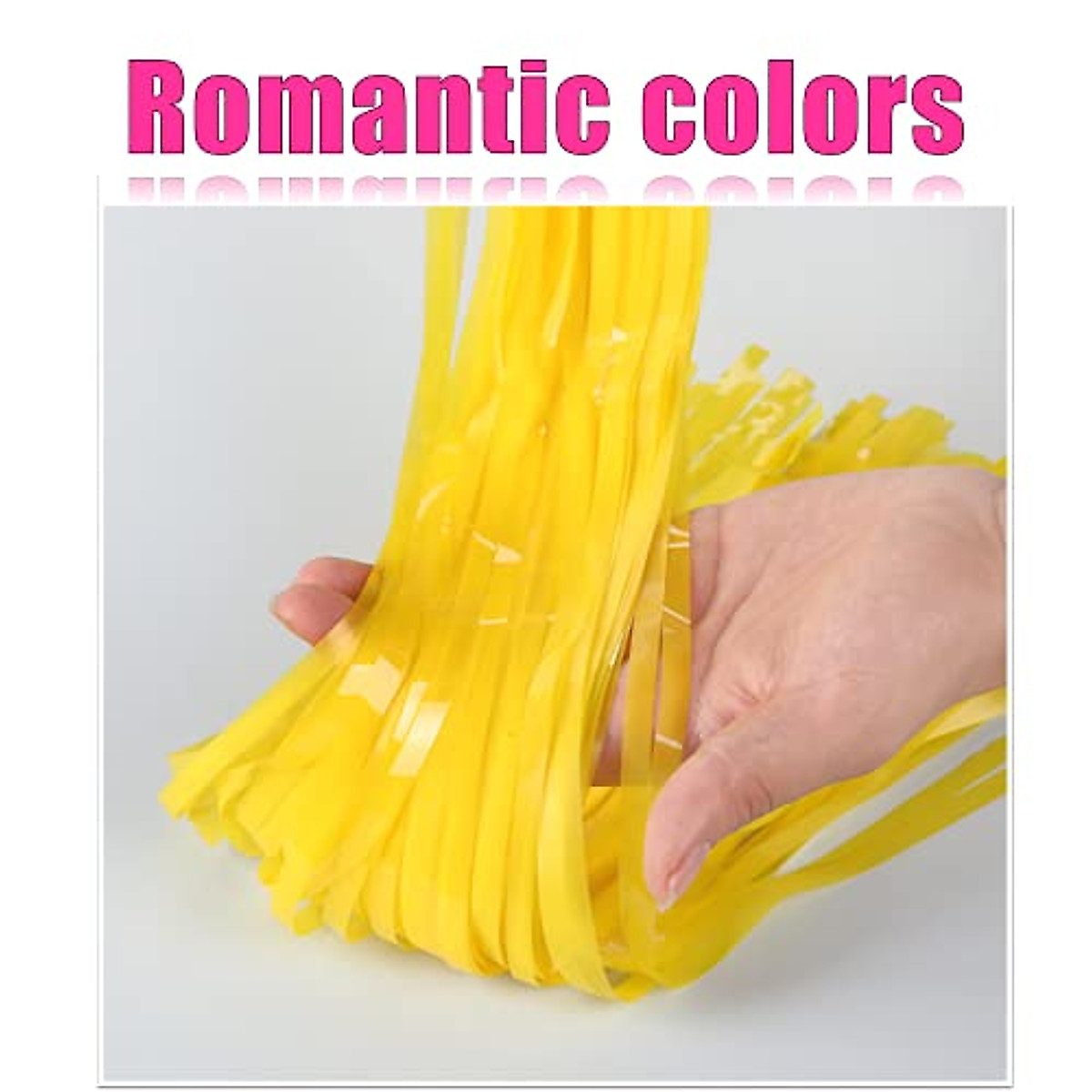 Vanujoy 3pcs Macaron Yellow Tinsel Foil Fringe Backdrop Curtains Party Decoration - Party Door Wall Streamer Photo Backdrop for Birthday Wedding Engagement Bridal Shower Decoration