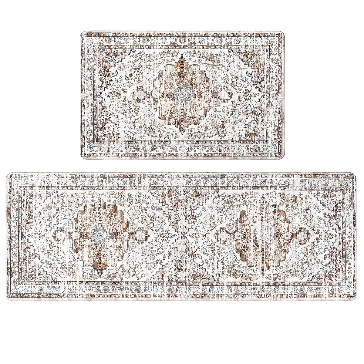 HEBE Anti Fatigue Kitchen Mat Set of 2 Non Slip Waterproof Kitchen Mats for Floor Cushioned Kitchen Rugs and Mats Comfortable Standing Desk Mat Runner for Kitchen,Home Office,Sink,Laundry