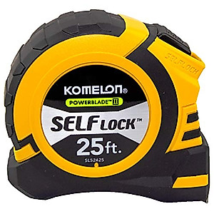 Komelon SL52425; 25' x 1.06" Self-Lock Powerblade II Tape Measure, Yellow/Black