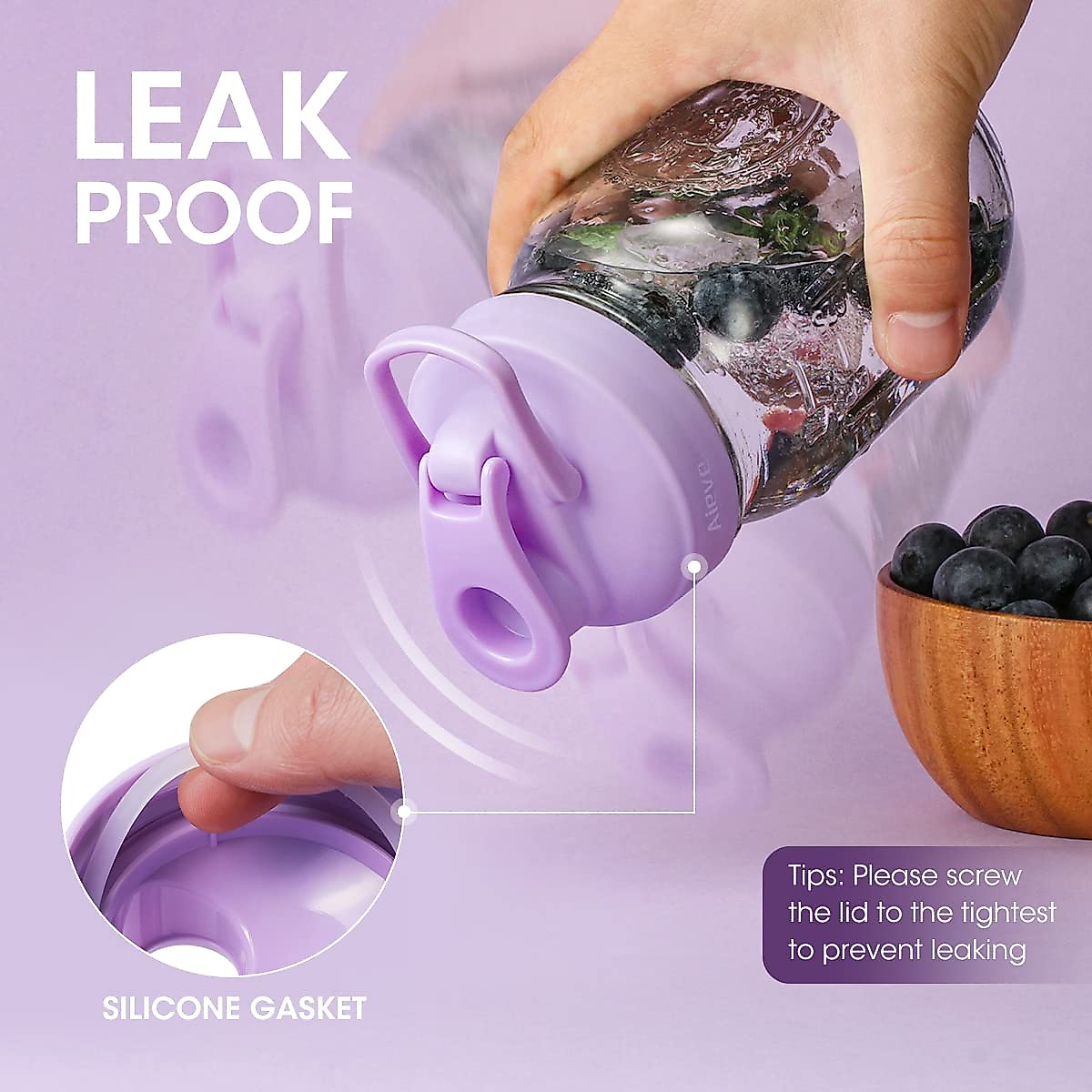 Aieve Mason Jar Lids, 4 Pack Regular Mouth Mason Jar Pour Spout Lid, Canning Lids with Flip Top Lid, Leak-Proof