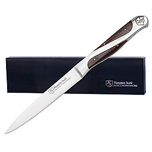 Hammer Stahl Utility Knife | 4.5 Inch Petty Kitchen Knife | German Forged High Carbon Steel Sandwich Knife | All Purpose Utility Knife for Detailing With Ease | Ergonomic Quad-Tang Pakkawood Handle