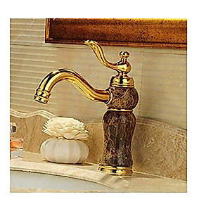 ShiSyan Y-LKUN Modern Double Basin Sink Hot and Cold Water Faucetgold Jade Bathroom Faucet Mixer Single Hole Sink Basin Faucet