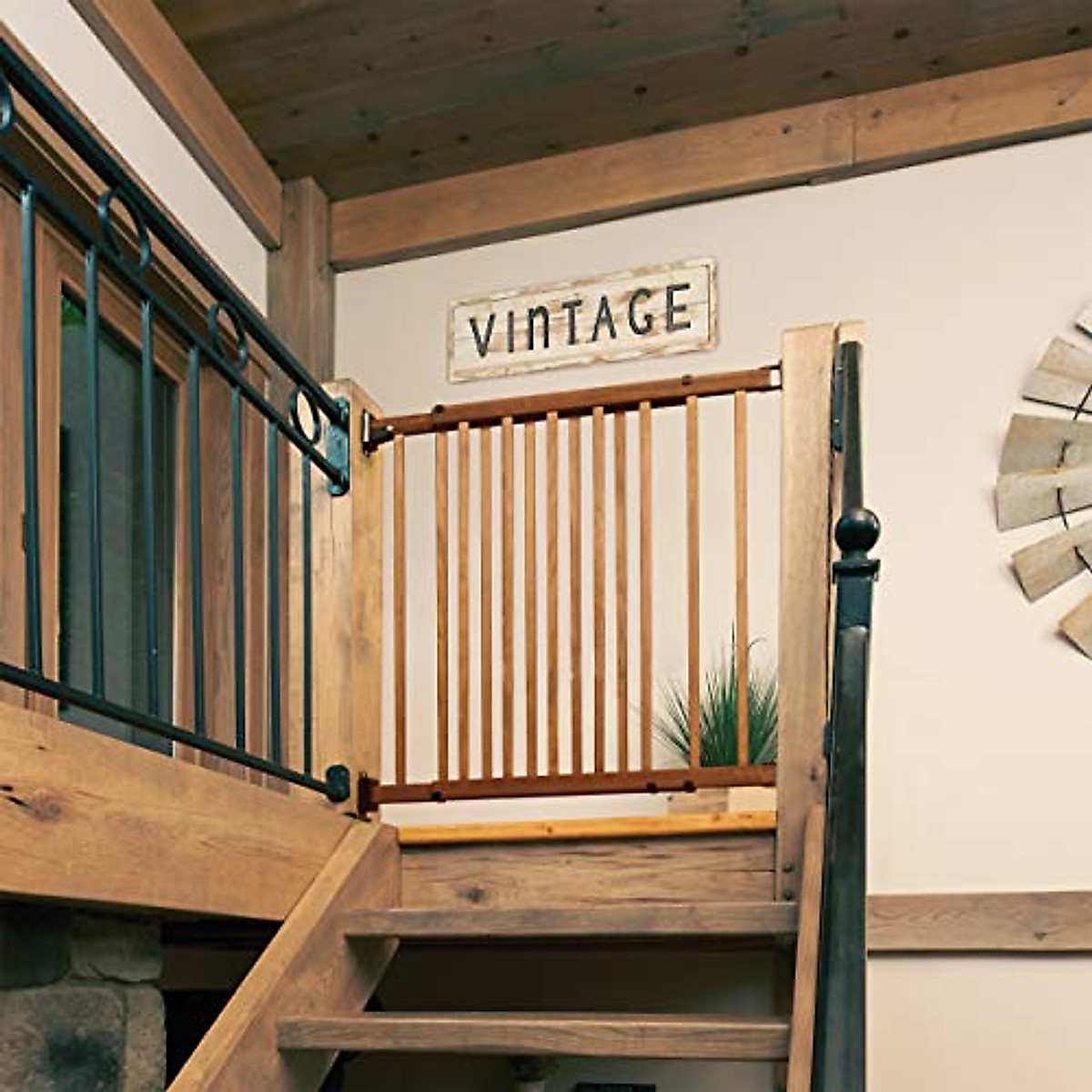 Walk-Thru Top Of Stairs Baby Gate (Farmhouse Collection)