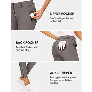 Hiverlay Womens pro Golf Pants Quick Dry Slim Lightweight Work Pants with Straight Ankle Also for Hiking or Casual Ladies，Gray-l