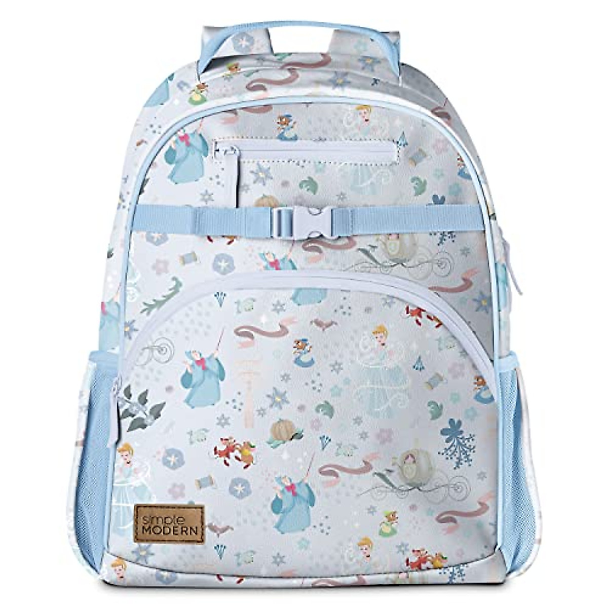 Simple Modern Medium Disney Vegan Leather Toddler Backpack for School | Kindergarten Elementary Kids Mini Backpack Faux PU Leather | Fletcher Collection | Kids - 15" tall | Cinderella Floral Wishes