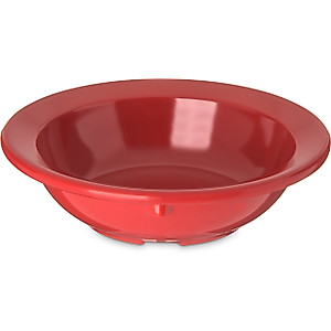 Carlisle FoodService Products Dallas Ware Reusable Plastic Bowl Fruit Bowl with Rim for Buffets, Home, and Restaurants, Melamine, 3.5 Ounces, Red, (Pack of 48)