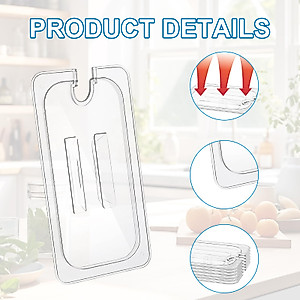 Voittozege 12 Pcs Food Pan Lids 1/3 Size Polycarbonate Notched Cover Clear Food Pan Cover with Handle Restaurant Commercial Hotel Pan Lid for Restaurant Commercial Food Container Storage