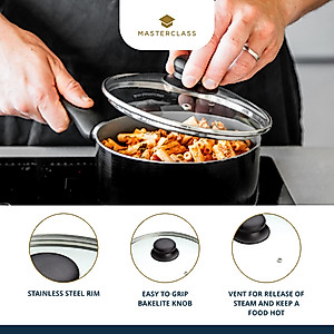 KitchenCraft MCGLLID20 MasterClass Glass Saucepan Lid Designed to Fit All 20 cm Saucepans and Frying Pans, 20 cm (8 Inch)