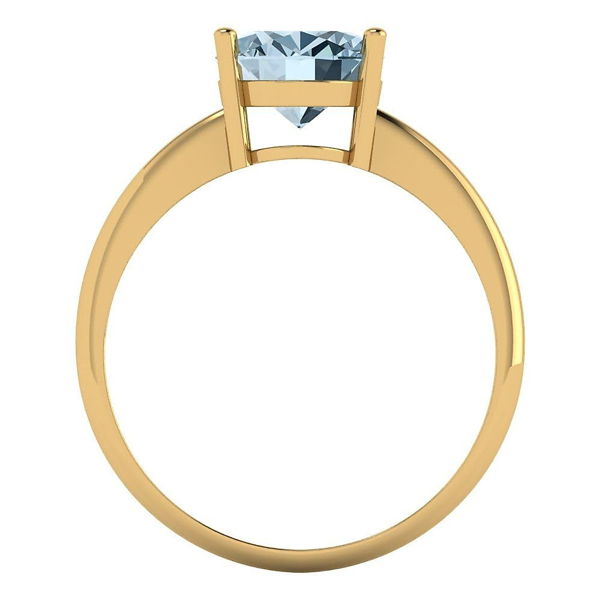 Clara Pucci 2.5ct Oval Cut Solitaire Natural Aquamarine Engagement Wedding Bridal Promise Anniversary Ring 18K Yellow Gold Size 5.75