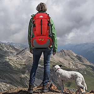 HUIOP hiking backpack, 50L Hiking Backpack Waterproof Camping Backpack with Rain Cover Travel Day Pack Bag with Shoe Compartment for Outdoor Backpacking Climbing