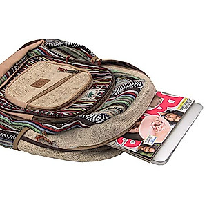 KayJayStyles Natural Handmade Large Multi Pocket Hemp Nepal Backpack