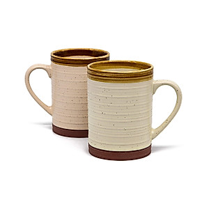 KooK Coffee Mug Set, Ceramic, Rustic Tan Brown, Terracotta Mugs, Microwave Safe, Speckled Finish, Use for Diner, Kitchen, Soup and Tea, 18.5 oz, Set of 2
