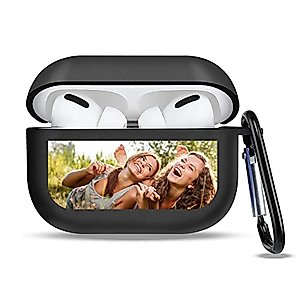 Custom Airpod Case for Apple AirPods Pro with Keychain,Personalized Your Photo/Text/Name Airpods Case for Men and Women,Black