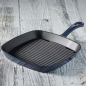 Cuisinart , 9.25" Square Grill Pan, Enameled Provencial Blue