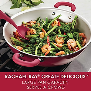 Rachael Ray Create Delicious Nonstick Wok/Stir Fry Pan/Wok Pan - 14.25 Inch, Red Shimmer