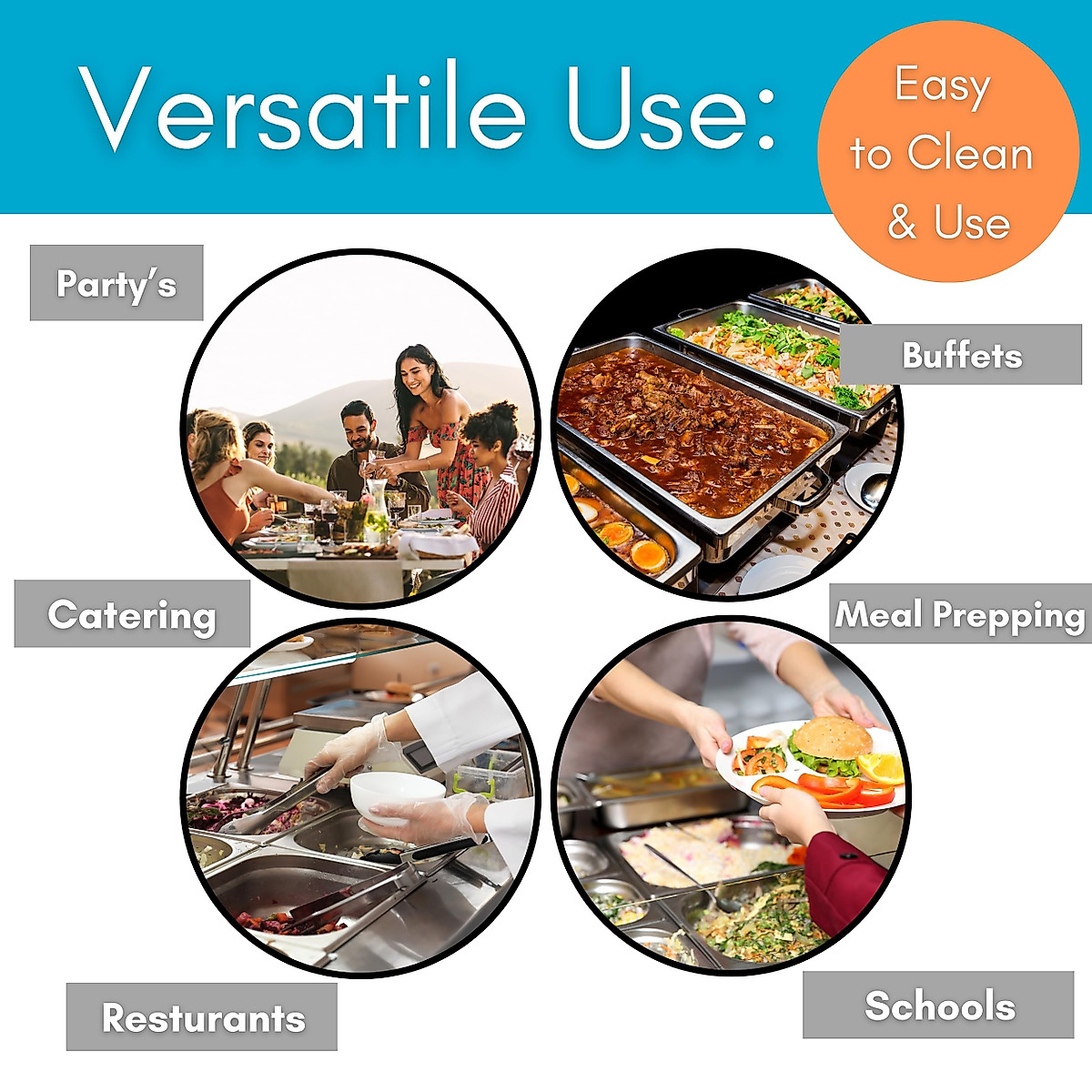 BIRDROCK HOME Stainless Steel Steam Table Pan - Hotel, Restaurant & Catering Supplies - 24 Gauge Steel, 1.2 qt Capacity - Meal Prep, Cooking, & Food Storage Container - 2.5" Depth, 1/6-Size (6 Pack)