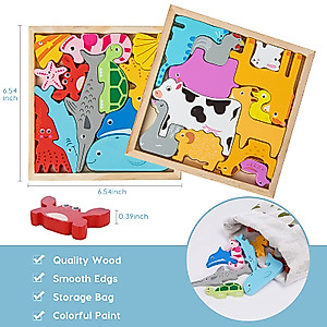 Luvios Toddler Toys Stacking Toys & Building Blocks & Farm Animals for Toddlers 1-3, Wooden Puzzles for Kids Ages 3-5 Wooden Montessori Toys Funny Gifts for 1 2 3 4 5 Year Old Boys Girls Toys