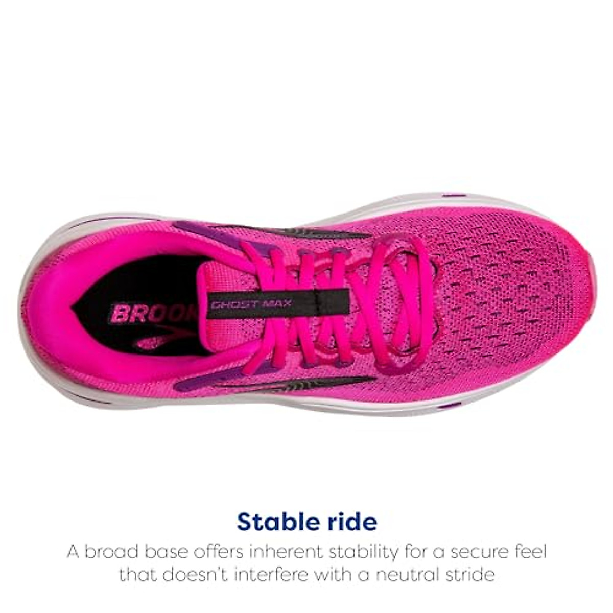 Brooks Women’s Ghost Max Cushion Neutral Running & Walking Shoe - Pink Glo/Purple/Black - 8 Medium
