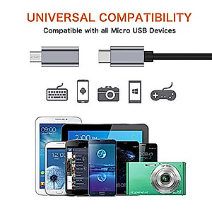 JXMOX USB C to Micro USB Adapter, (4-Pack) Type C Female to Micro USB Male Convert Connector Support Charge Data Sync Compatible with Samsung Galaxy S7 S7 Edge, Nexus 5 6 and Micro USB Devices(Grey)
