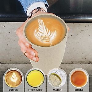 Wrova Wheat Straw Cups 6 PCS Good Alternative to Plastic Reusable Cups 20 oz Unbreakable Drinking Cup Reusable Dishwasher Safe Water Plastic Glasses Beige