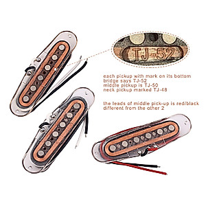 LAMSAM Electric Guitar Pickup Set, Single Coil Pickups Loaded High-output Alnico V Maganet Pole Pieces, Wax Potted Over Wound Pick-up, SSS PUP Replacement Fit 6 String Guitar