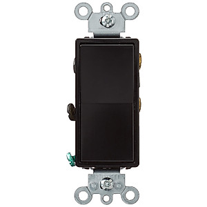 Leviton 5604-2E 15 Amp, 120/277 Volt, Decora Rocker 4-Way AC Quiet Switch, Residential Grade, Grounding, Black