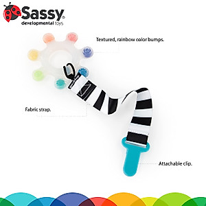 Rainbow Star Teether with Keeper | Textured Silicone Teether for Teething | Ages 3+ Months and Up