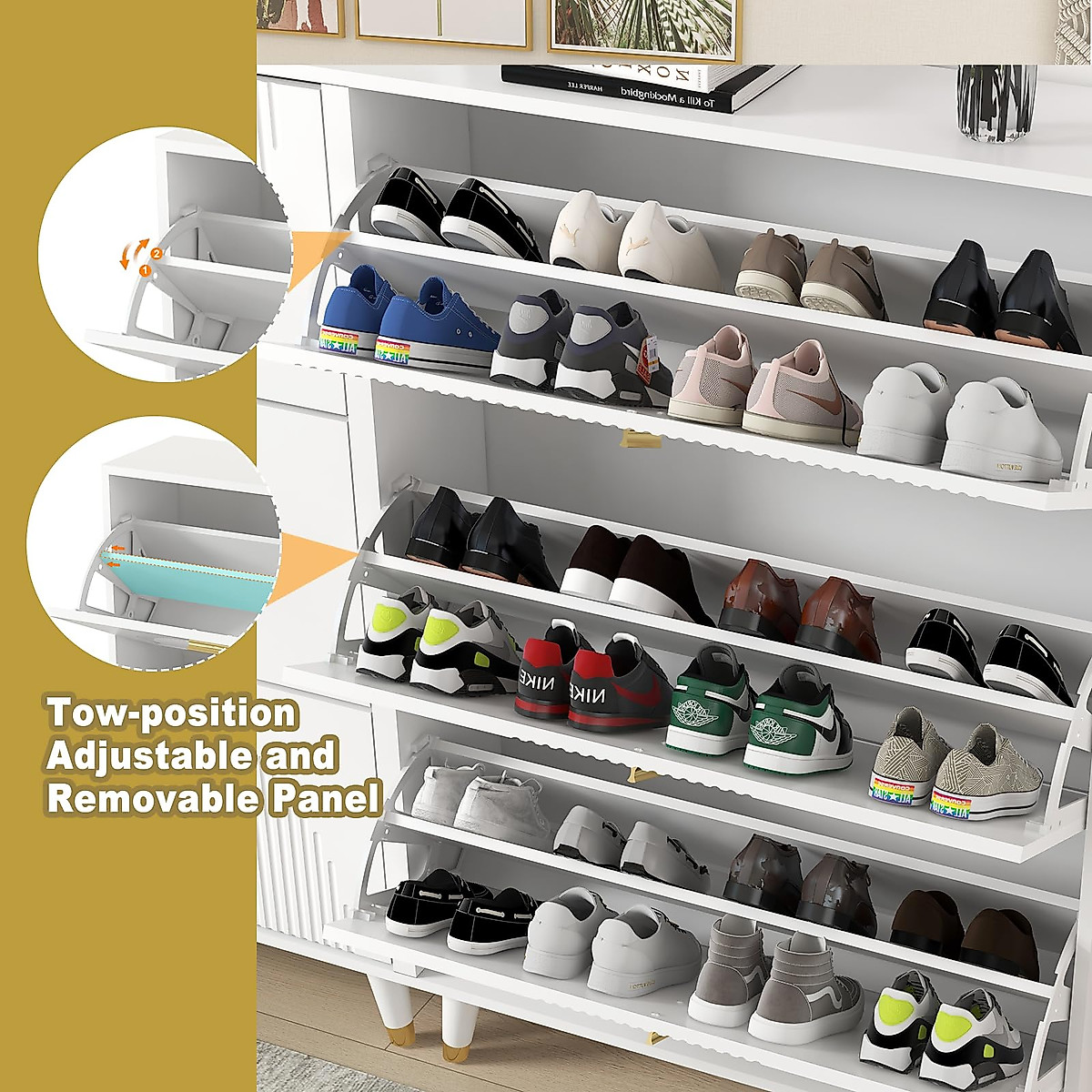 FeLeA Entryway Shoe Cabinet, Narrow Shoe Storage Cabinet with 3 Flip Drawers, Modern Slim Shoe Cabinet, Freestanding Shoe Rack, Shoe Organiazer(31.5" Wx 9.45" Dx 47.24" H)