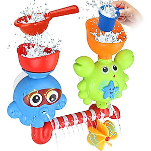 GOODLOGO Bath Toys Bathtub Toys for 1 2 3 4 Year Old Kids Toddlers Bath Wall Toy Waterfall Fill Spin and Flow Non Toxic Birthday Gift Ideas Color Box (Multicolor)