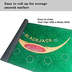 Alabohuke 47x23.6 Inch Poker Mat, Blackjack Table Non-Slip Rubber Poker Table Top Game Mat, Blackjack Professional Casino Table Layout, Suitable for Parties, Home Entertainment, Game Night